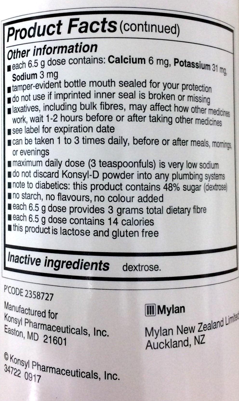 Konsyl-D Psyllium Powder 500g – DominionRoadPharmacy